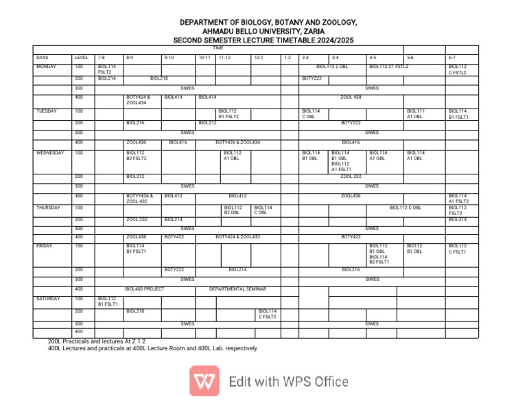 Time Table 2024-2025 General Final | PDF