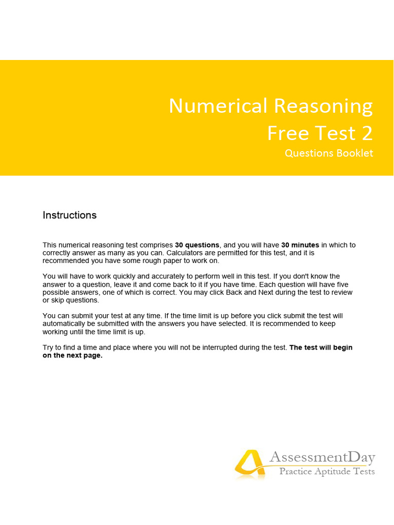 Numerical Reasoning Test 2 Questions (PDF) - Aptitude Test | PDF ...