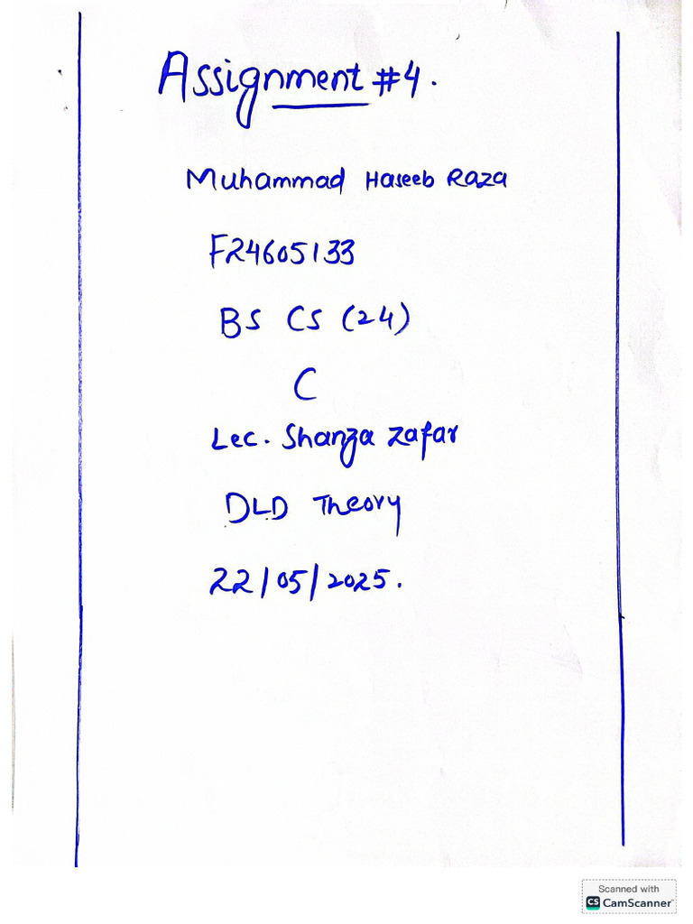 Muhammad Haseeb Raza DLD Theory Assignmnt 4 | PDF
