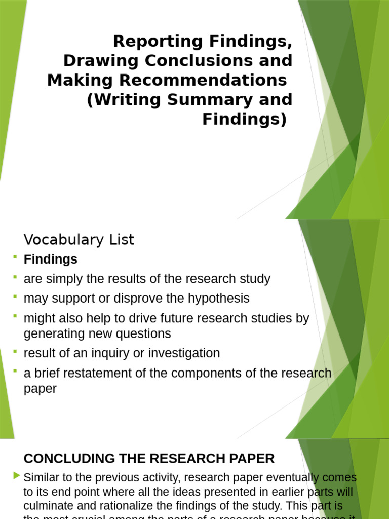 Summary of Findings Conclusions and Recommendation | PDF | Argument ...