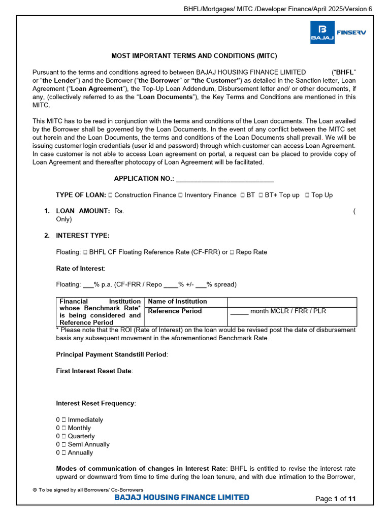 MITC - Developer Finance - April 2025 | PDF | Loans | Mortgages