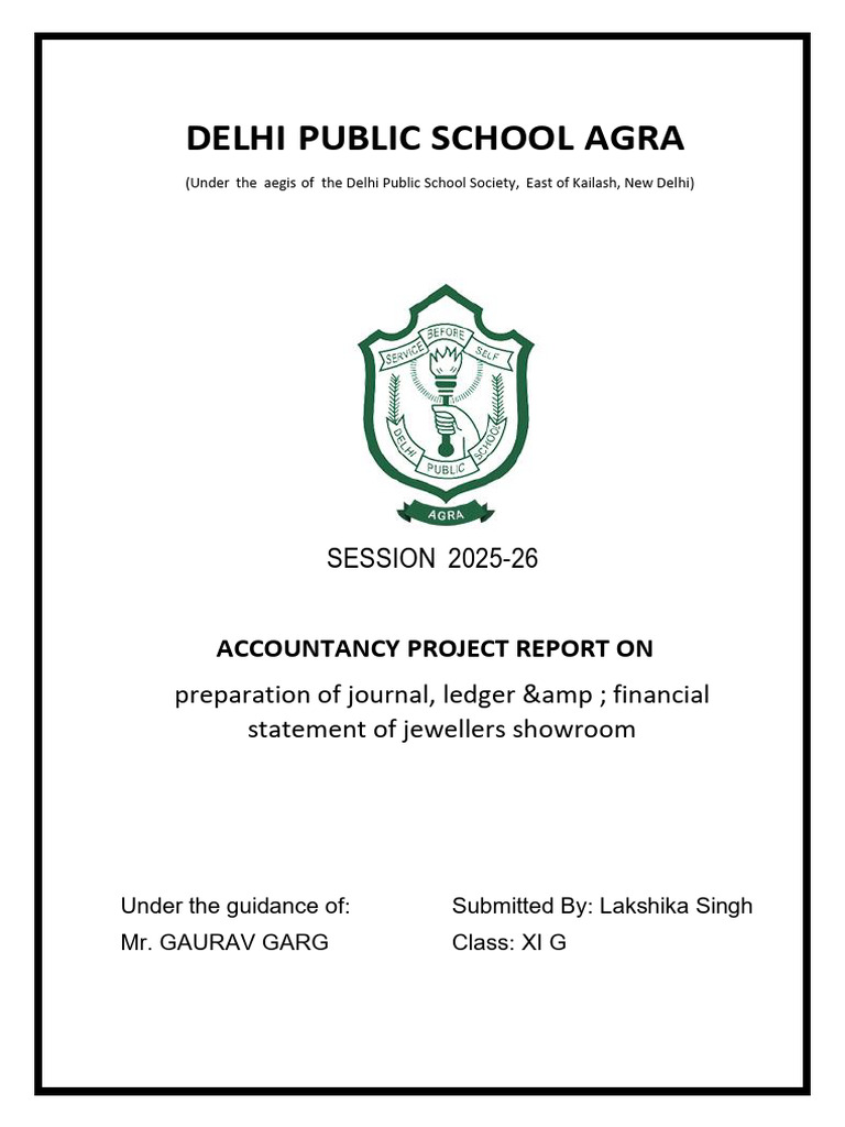 Accounts Project Cover Page Class XI | PDF