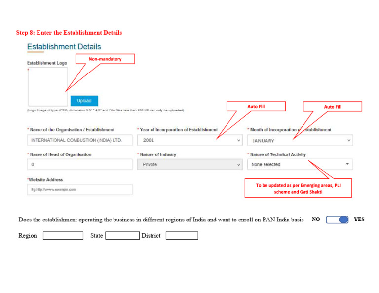Step 8: Enter The Establishment Details | PDF