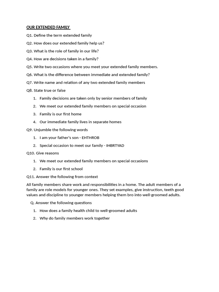 Roles of Extended Family in Development | PDF
