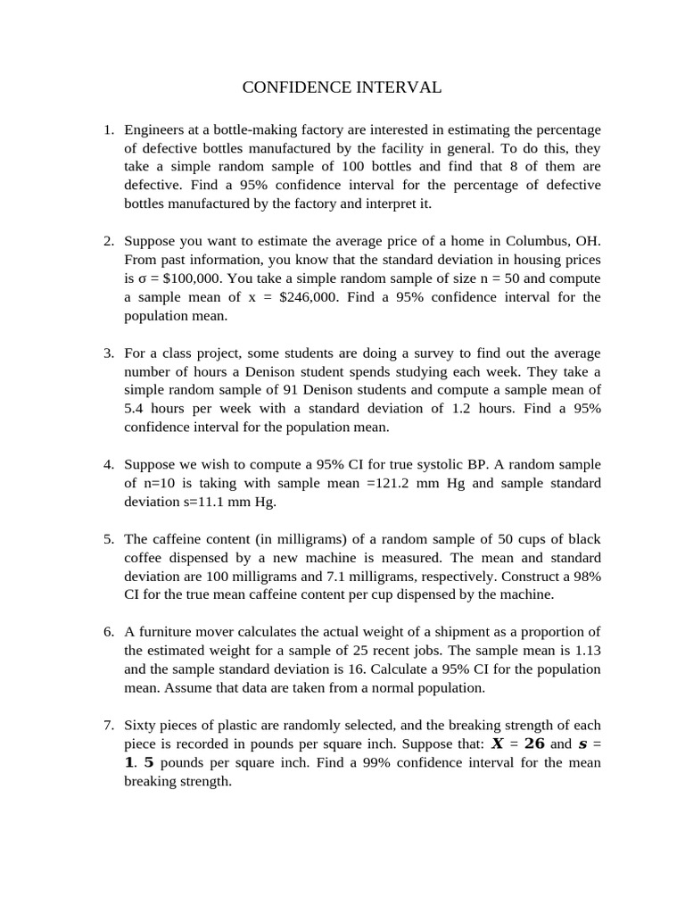Confidence Interval | PDF | Standard Deviation | Confidence Interval