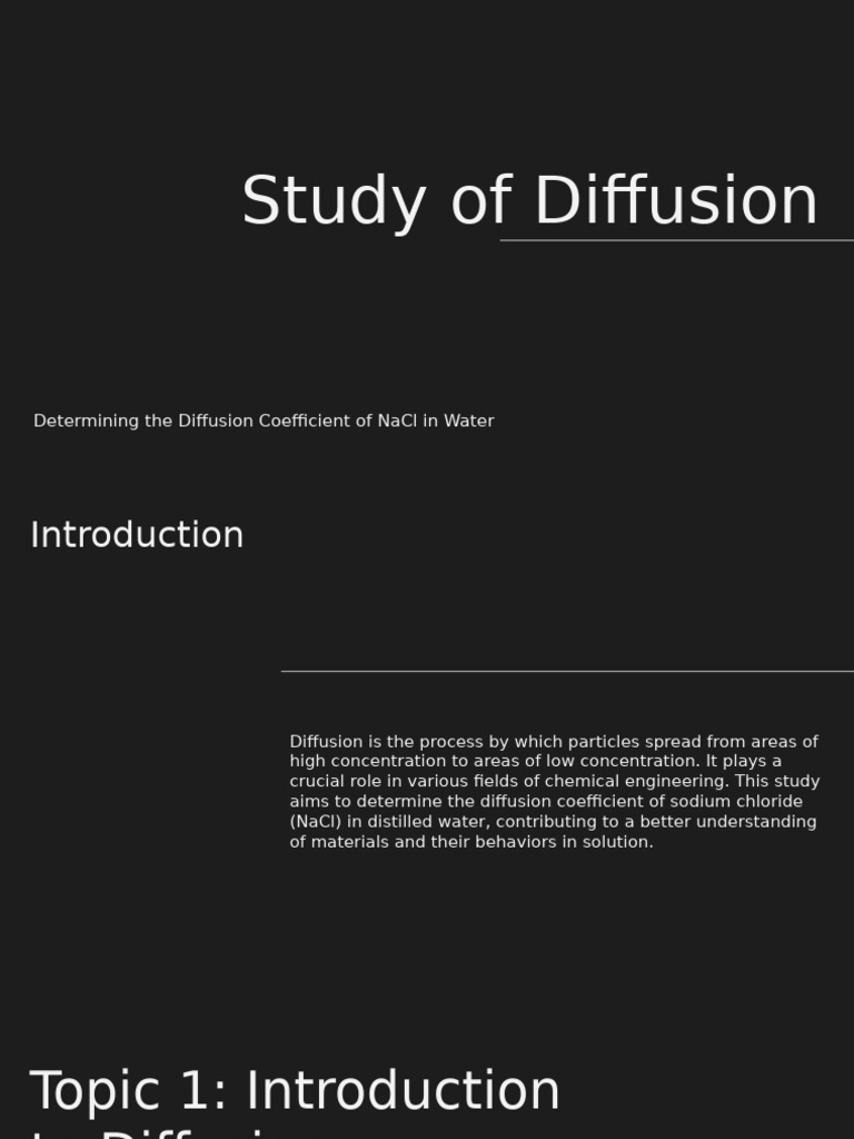 NaCl Diffusion Coefficient in Water | PDF | Diffusion | Sodium Chloride