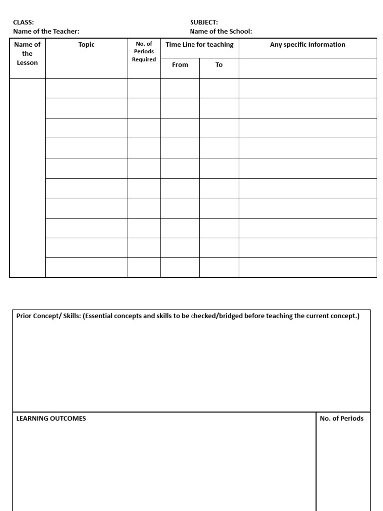 Lesson Plans Blank Pages | PDF