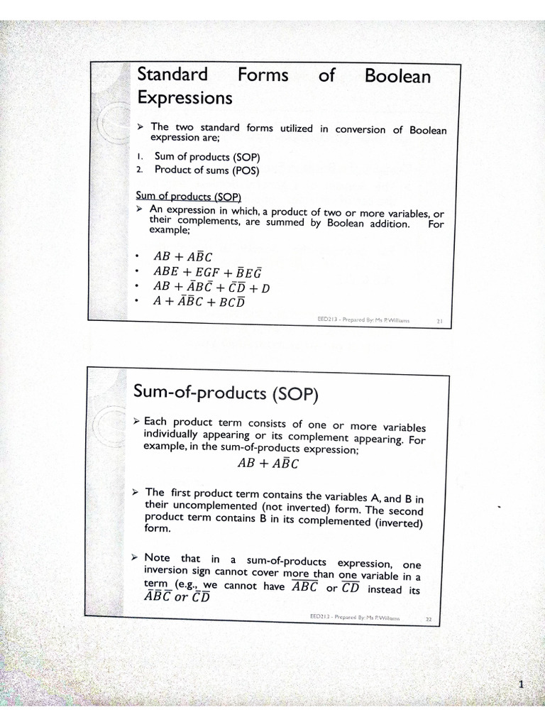 Standard Forms of Boolean Expressions | PDF