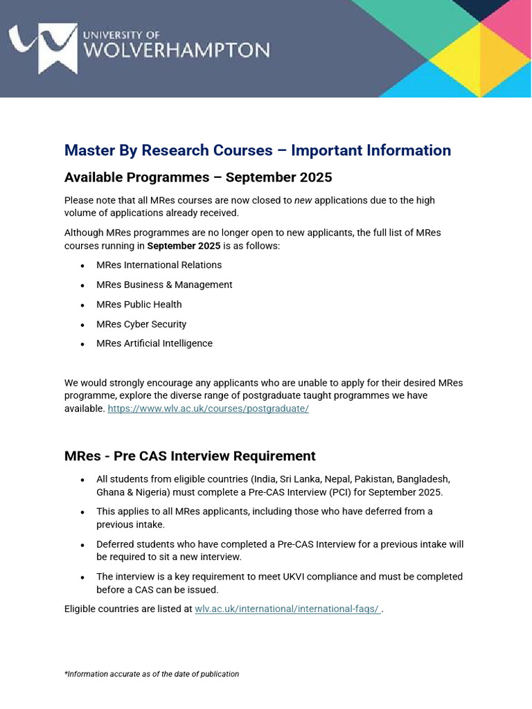 MRes - Important Information | PDF