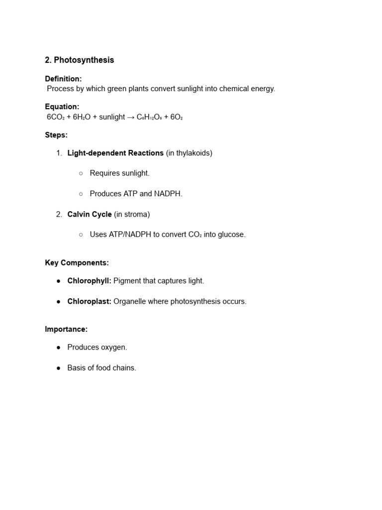 Photosynthesis Notes PDF | PDF