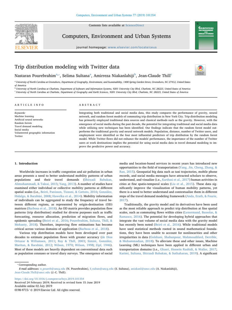 Trip Distribution Modeling With Twitter Data | PDF | Mean Squared Error ...