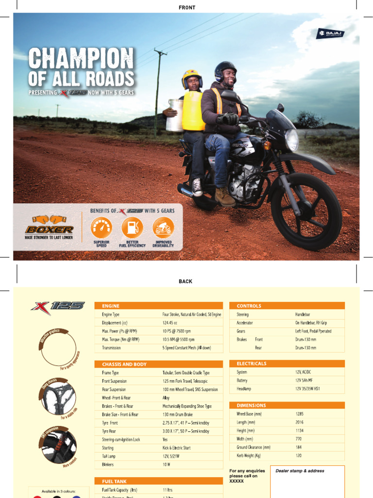 Bajaj Boxer 125 X Brochure | PDF