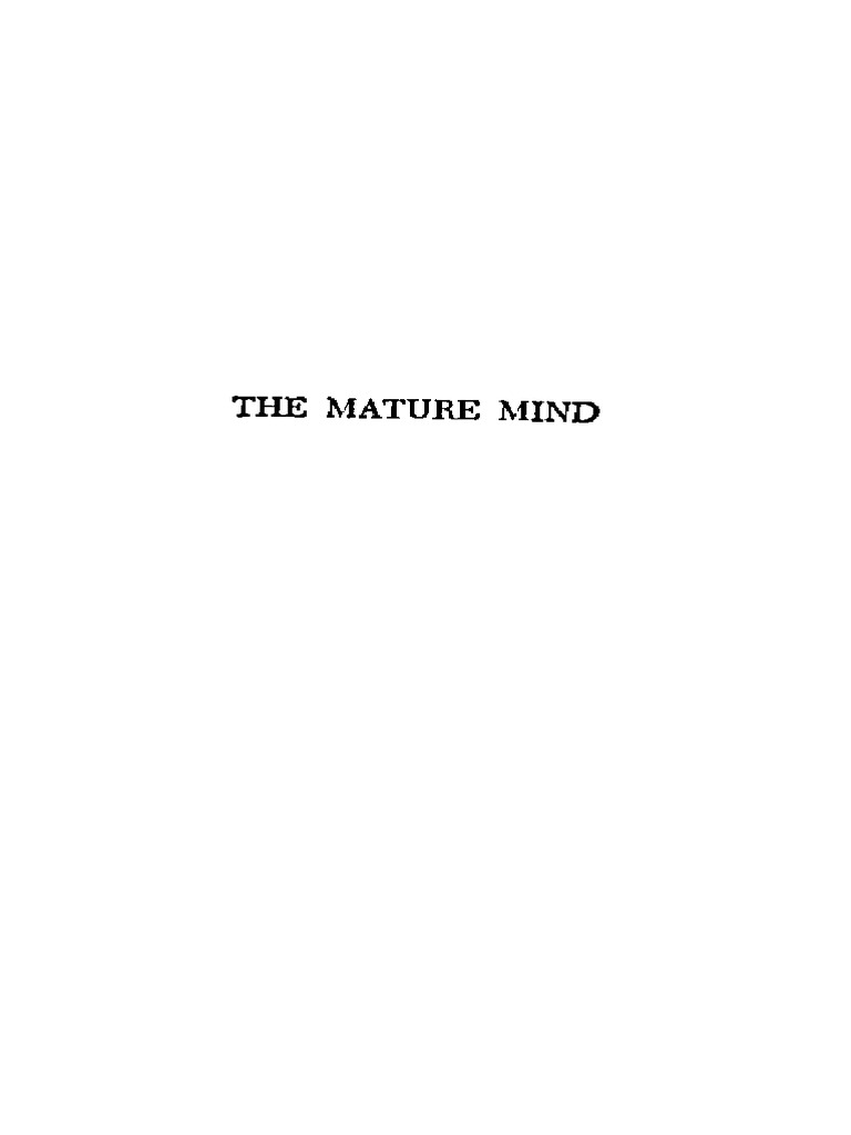 The Mature Mind | PDF