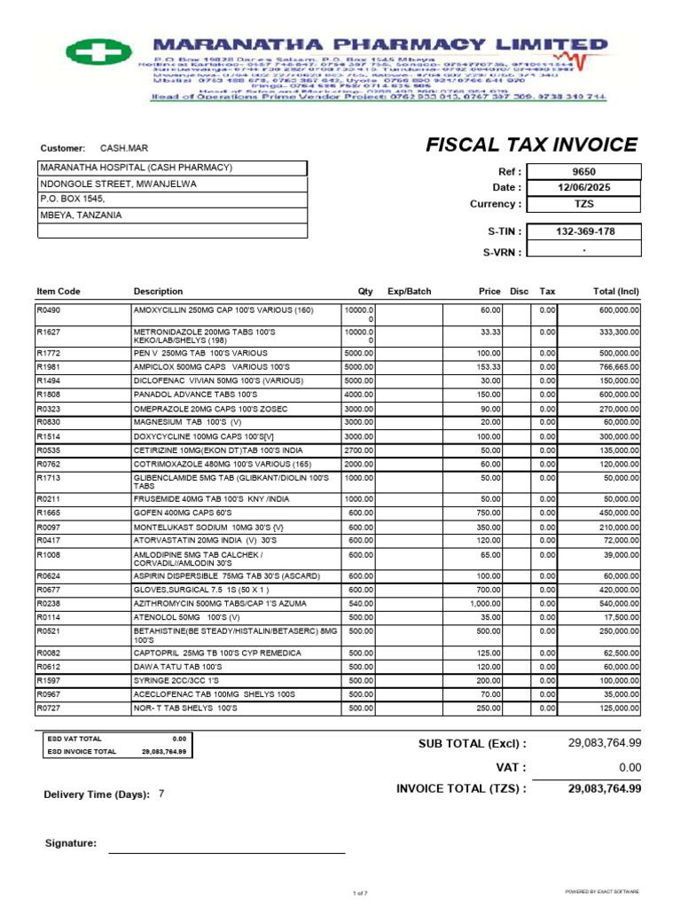 Hospital Cash Invoice 9650 Requested by Irene | PDF | Drugs