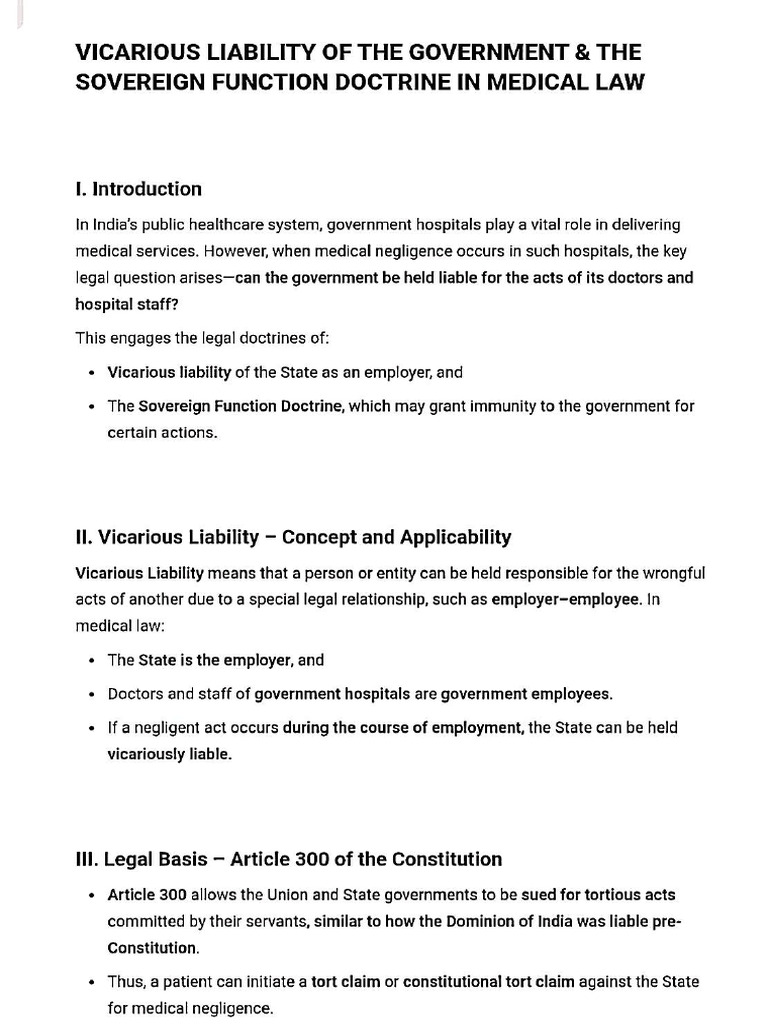 Liability of Govt Hospital and Government | PDF