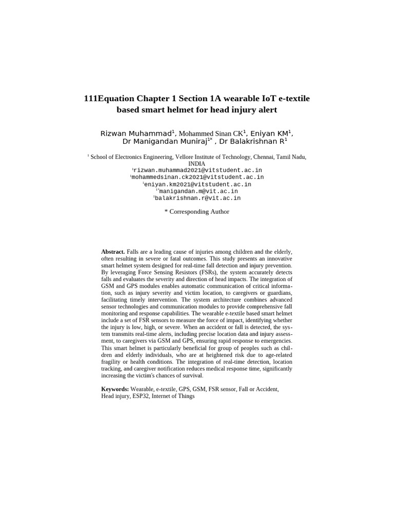 Springer Format - A Wearable IoT E-Textile Based Smart Helmet For Head ...