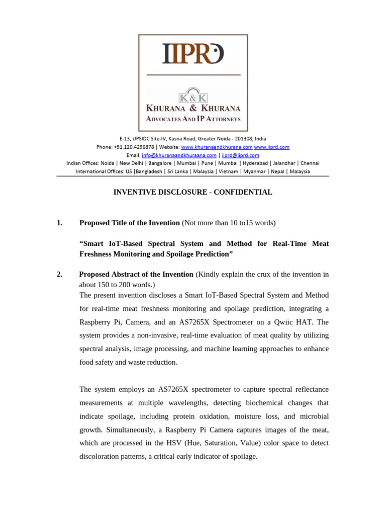 Utility Patent - Invention Disclosure - Smart IoT-Based Spectral System ...