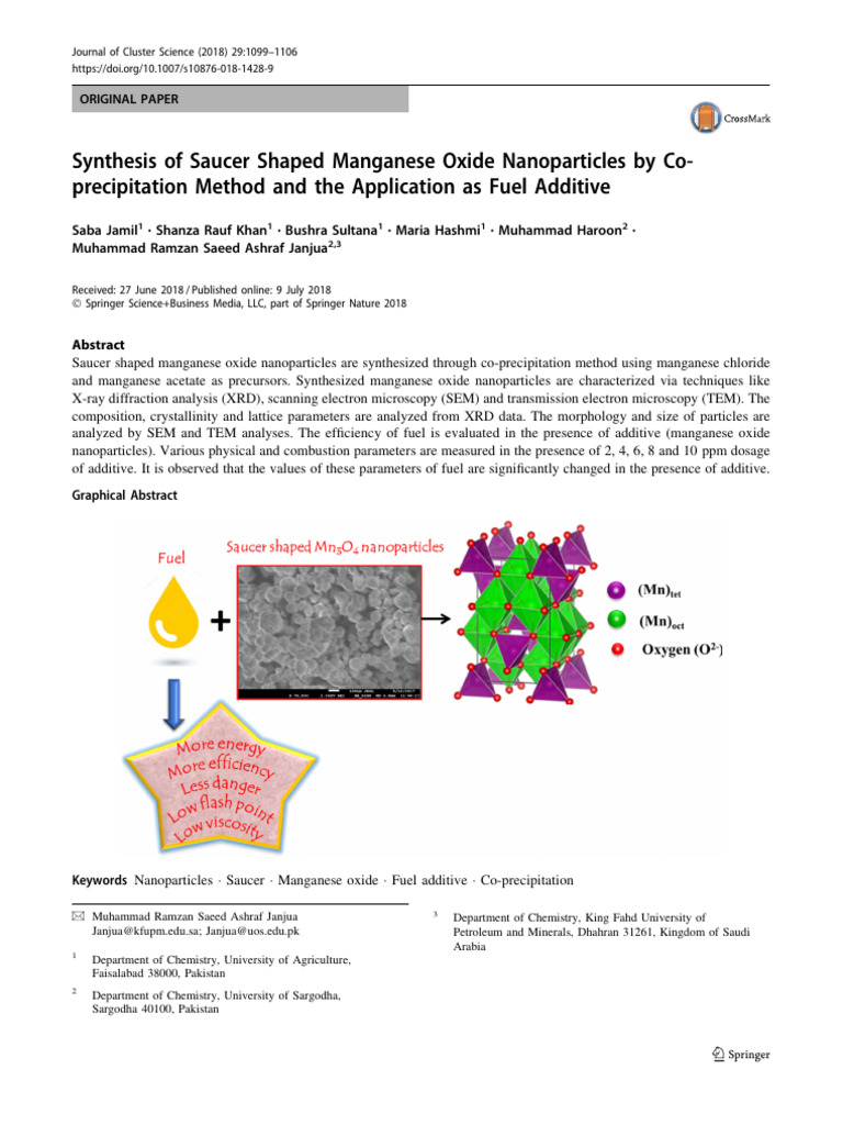 Synthesis of Saucer Shaped Manganese Oxide Nanoparticles by Co-Precipitation Method and The ...