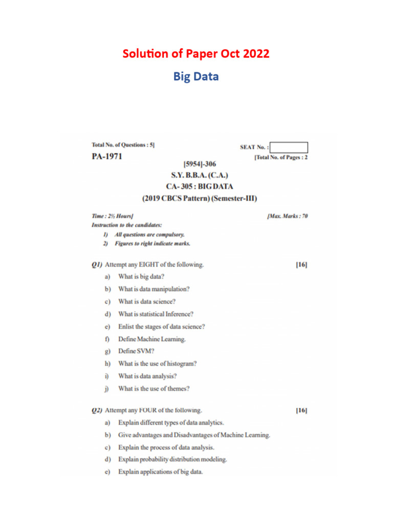 BigDataSolution of Paper Oct 2022 | PDF | Data Science | Support Vector ...