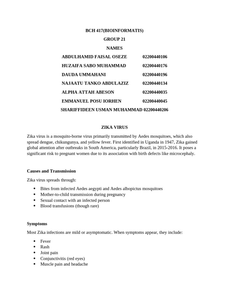 Bioinformatics Assignment | PDF | Zika Fever | Zika Virus