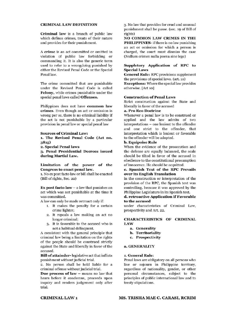 Criminal Law 1 Part1 | PDF