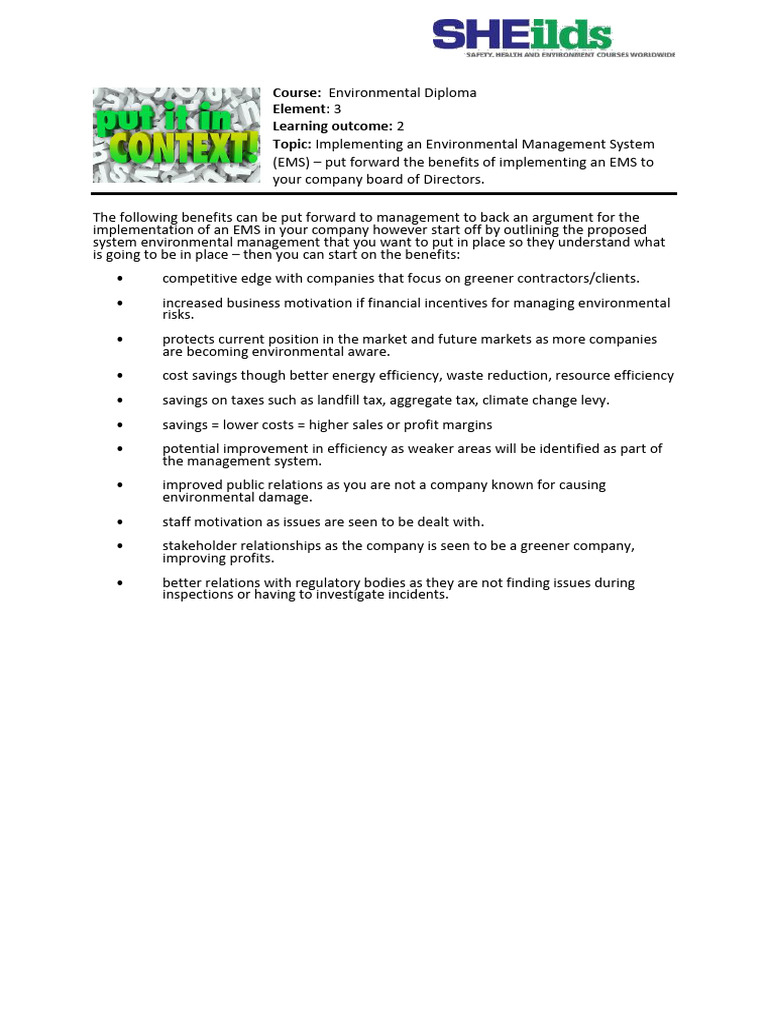 Benefits of An EMS | PDF