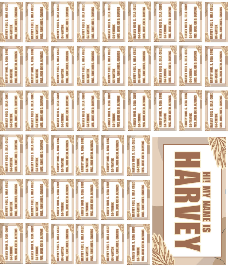 Beige Modern Aesthetic Name Tag | PDF