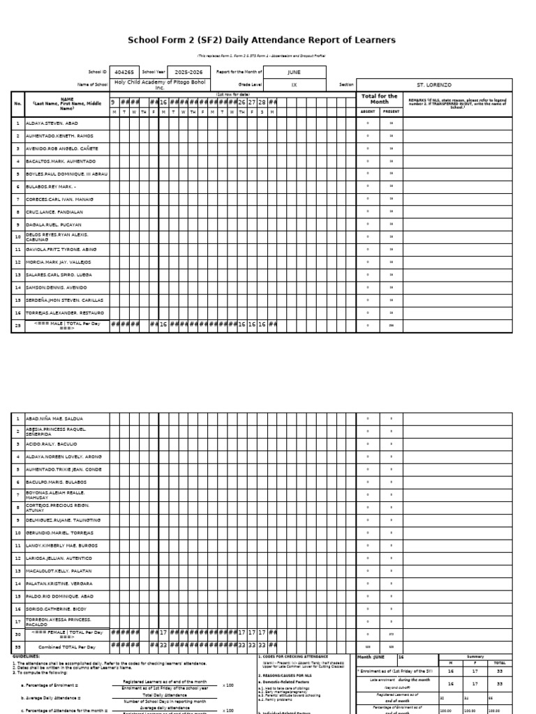 Automated SF 2 35m 30f | PDF | Human Development | Human Life Stages