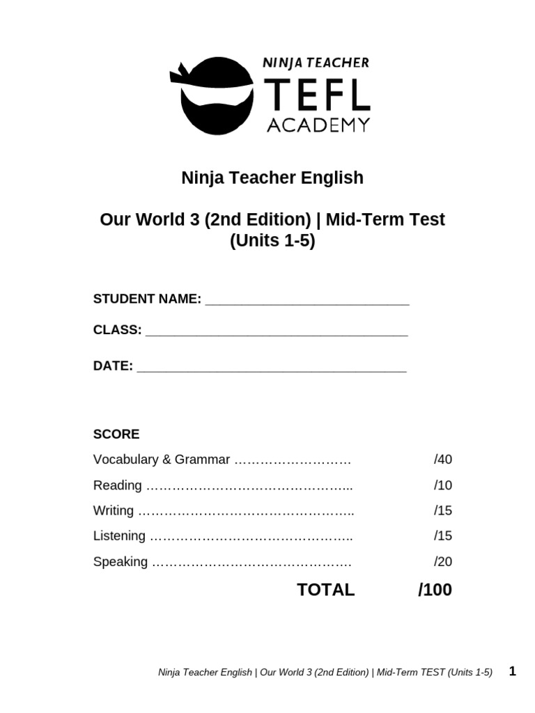 Our World 3 Mid-Term Test Guide | PDF