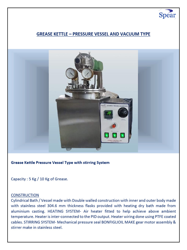 Grease Kettle Pressure Vessel and Vacuum Type | PDF | Vacuum ...