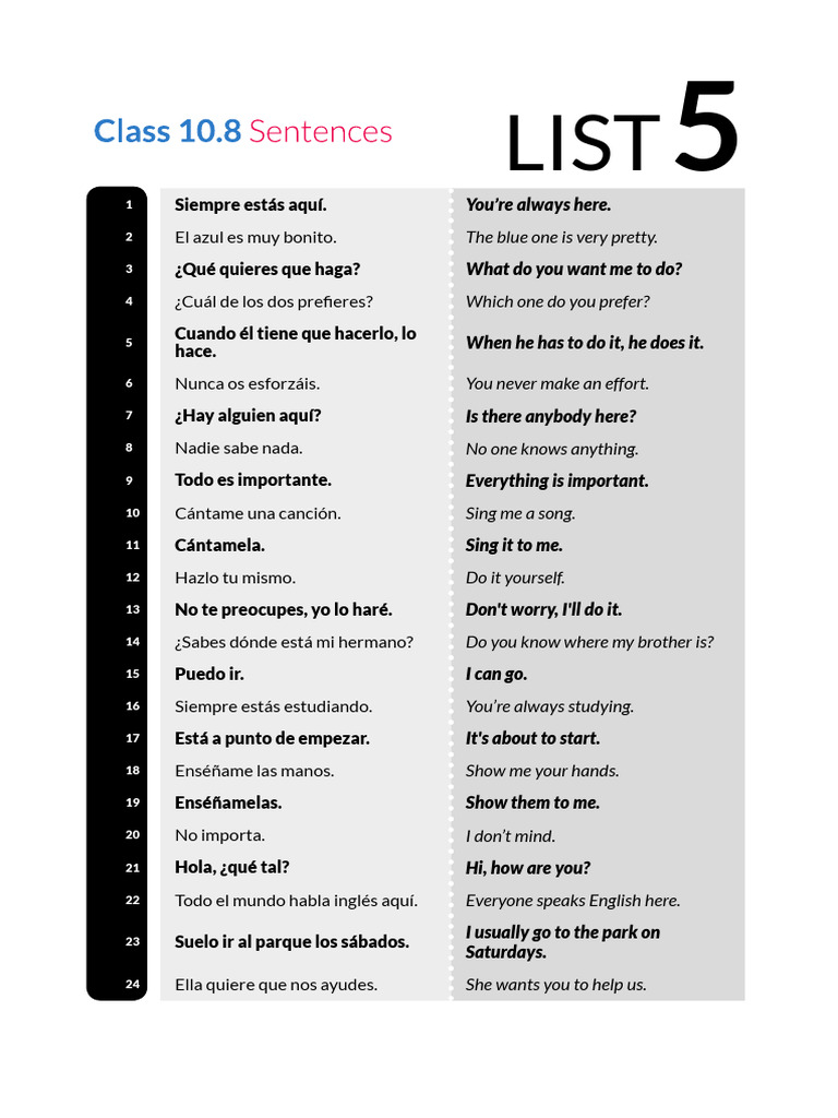 Class 10.8 Sentences | PDF