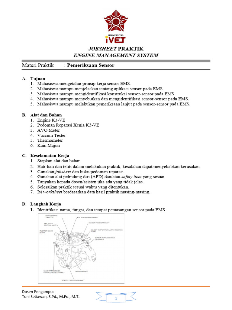 Jobsheet - Pemeriksaan Sensor | PDF