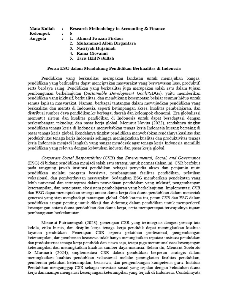 Team Assignment 1 - Research Methodology in Accounting & Finance | PDF