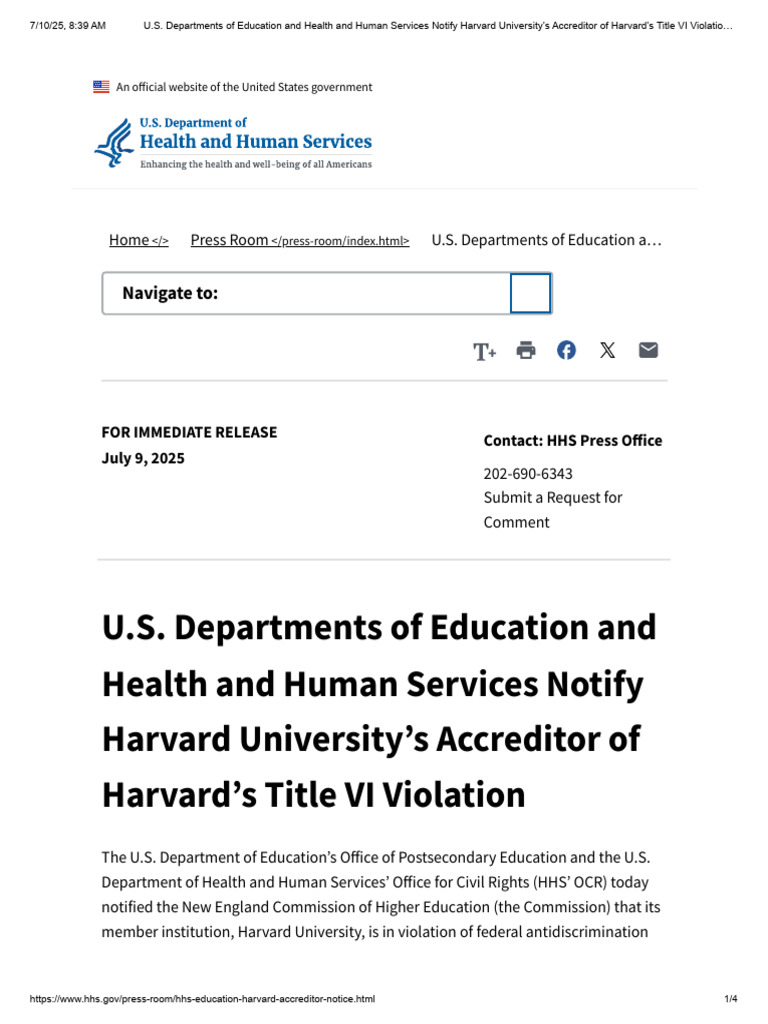 U.S. Departments of Education and Health and Human Services Notify ...