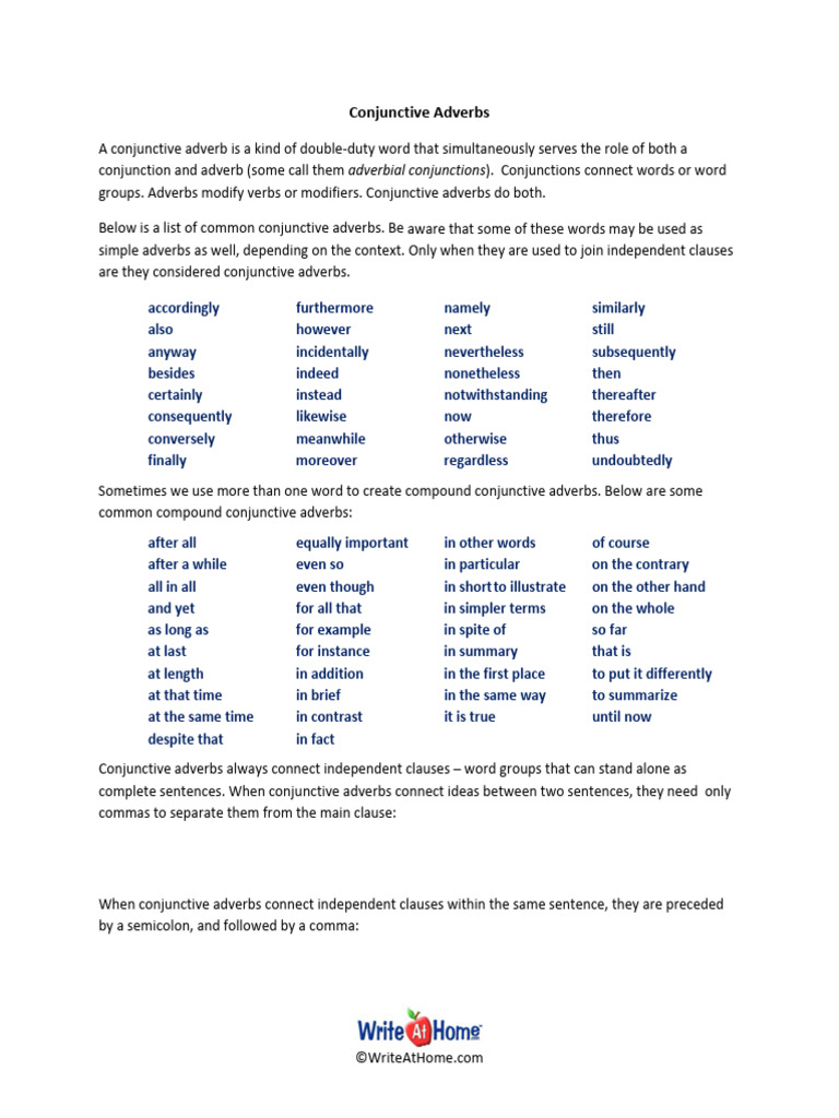 Conjunctive-Adverbs 250702 200847 | PDF | Adverb | Comma