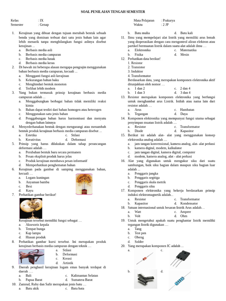 Soal Penilaian Tengah Semester 2 | PDF