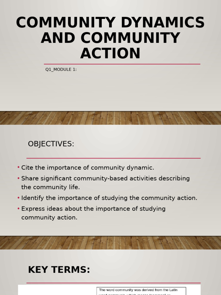 Q1 Lesson 1 Community Dynamics and Community Action | PDF