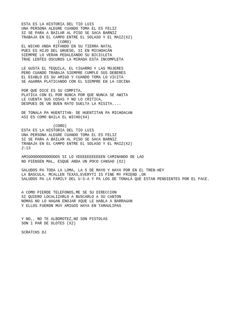 Esta Es La Historia Del Tio Luis | PDF