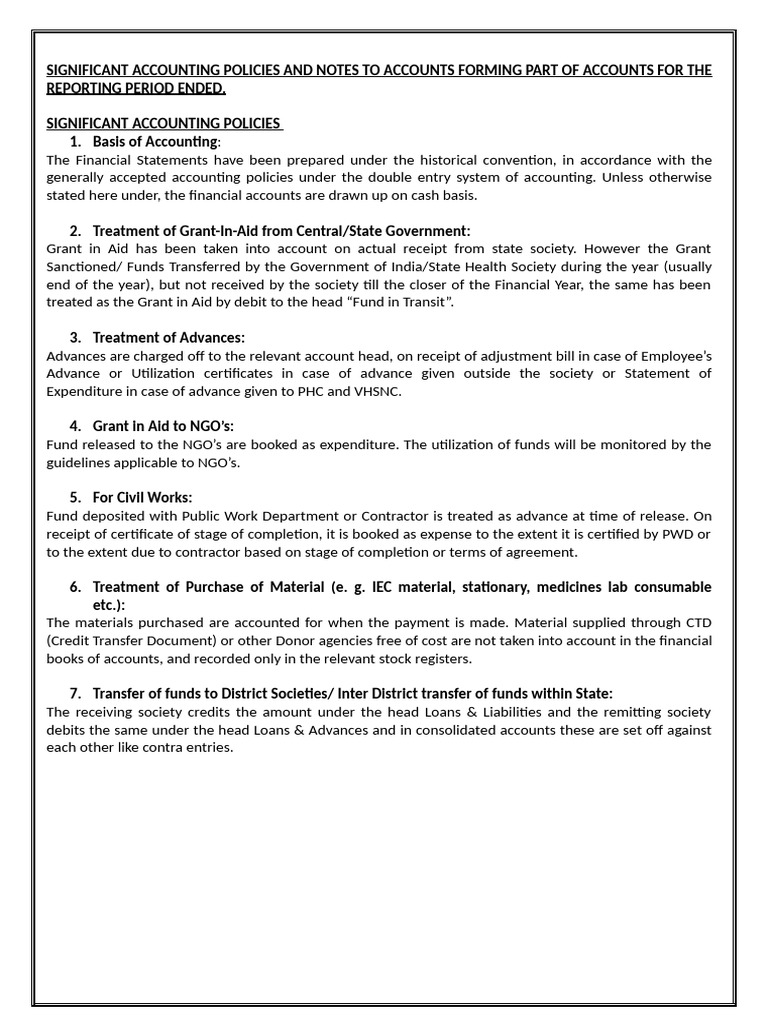 Significant Accounting Policies and Notes To Account | PDF