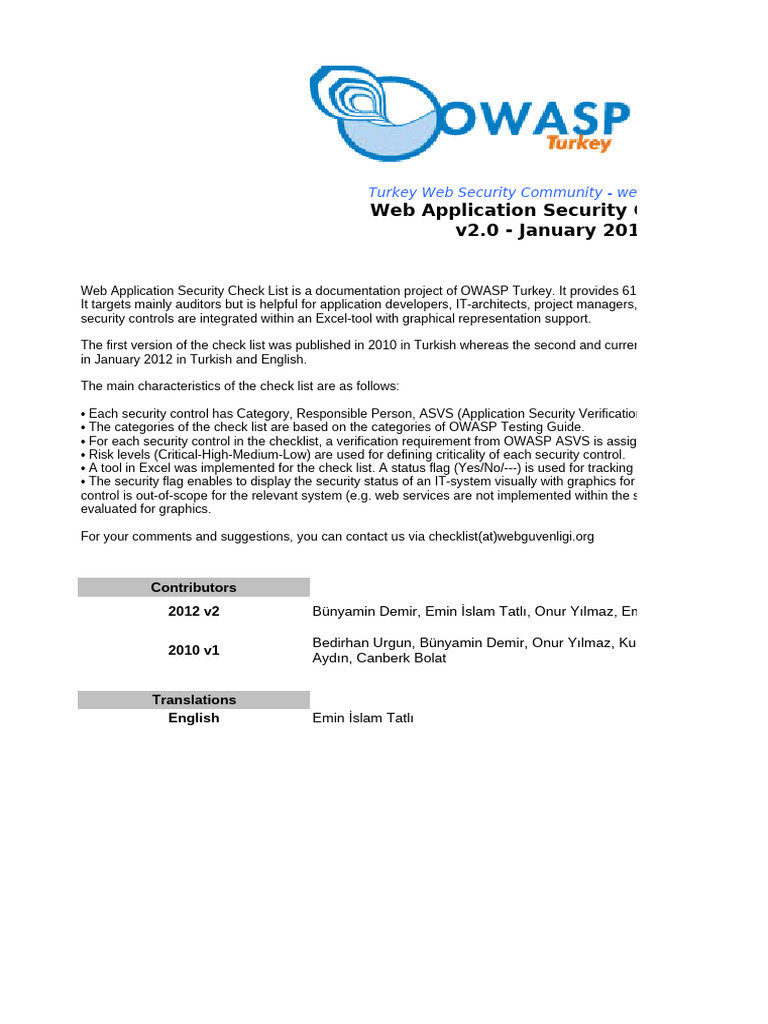 Web App Sec Checklist 2012 en | PDF | Http Cookie | Networking