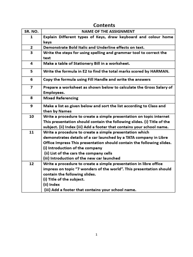 Class 9 IT Practical Assignments Guide | PDF | Text