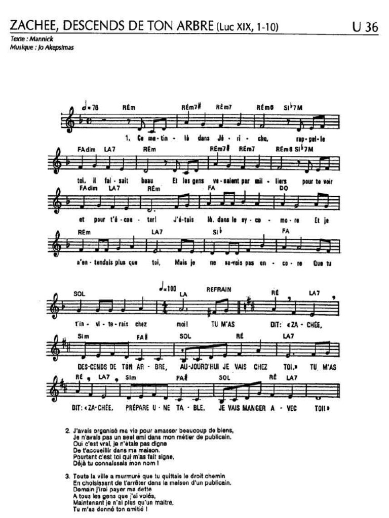 Zachee, Descends de Ton Arbre (Luc XIX, 1-10) | PDF