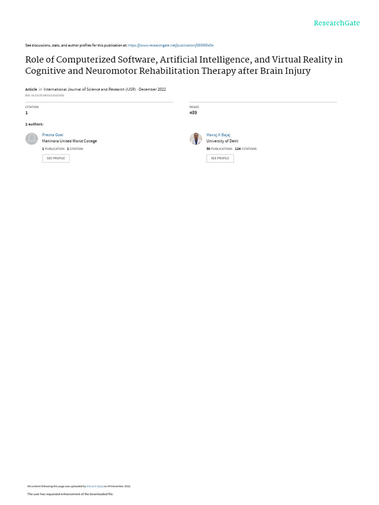Role of Computerized Software Artificial Intelligence and Virtual ...