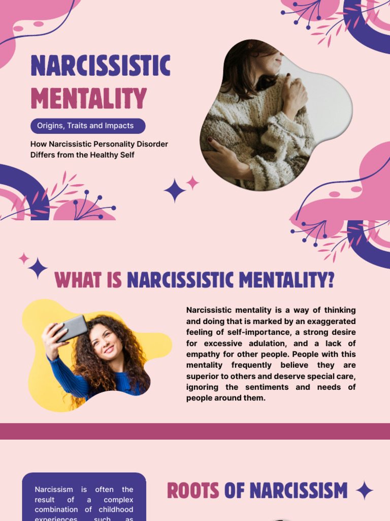 Pink and Purple Minimalist Narcissistic Mentality Presentation | PDF | Narcissism | Emotions