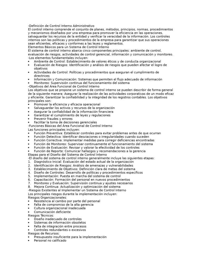 Definición de Control Interno Administrativo | PDF | Control interno ...