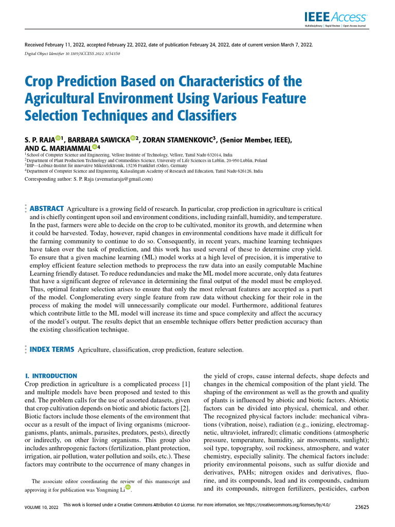 Crop Prediction Based On Characteristics of The Agricultural ...