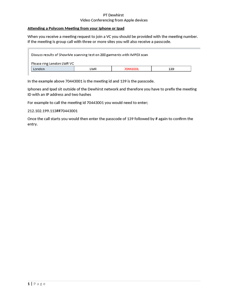 Attending A Polycom Meeting From Your Iphone or Ipad | PDF | Password ...