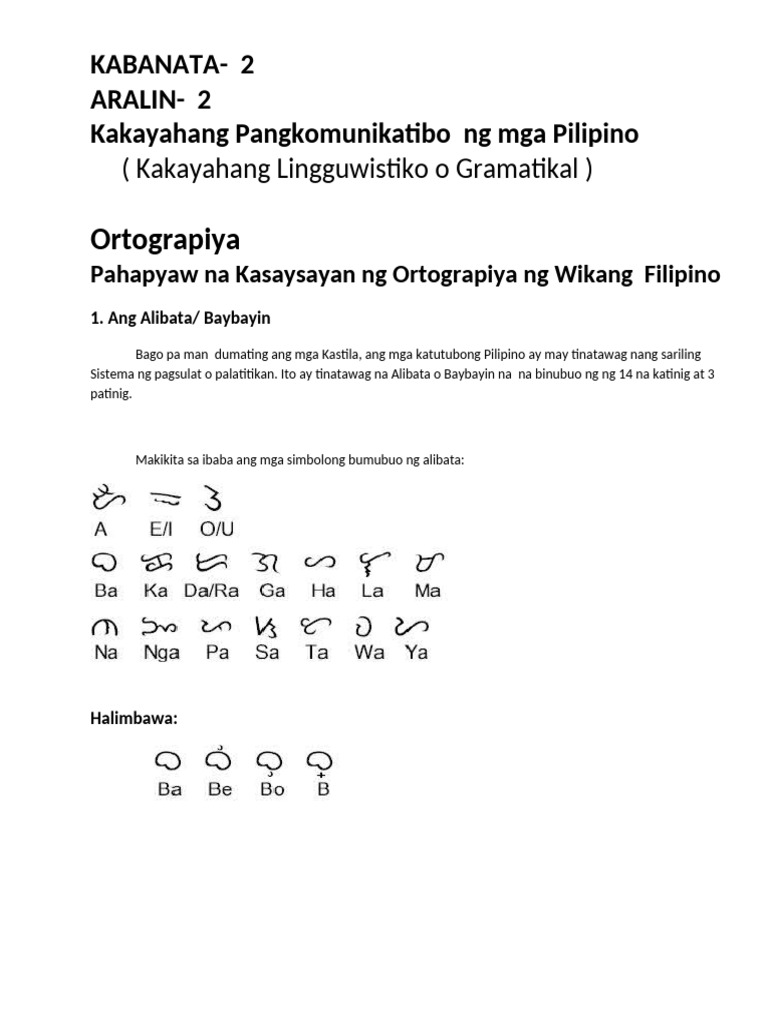Aralin 2 Ortograpiyang Filipino | PDF