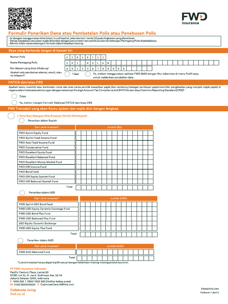 Form Penarikan Dan Atau Pembatalan Polis Atau Pene - 241211 - 192157 | PDF