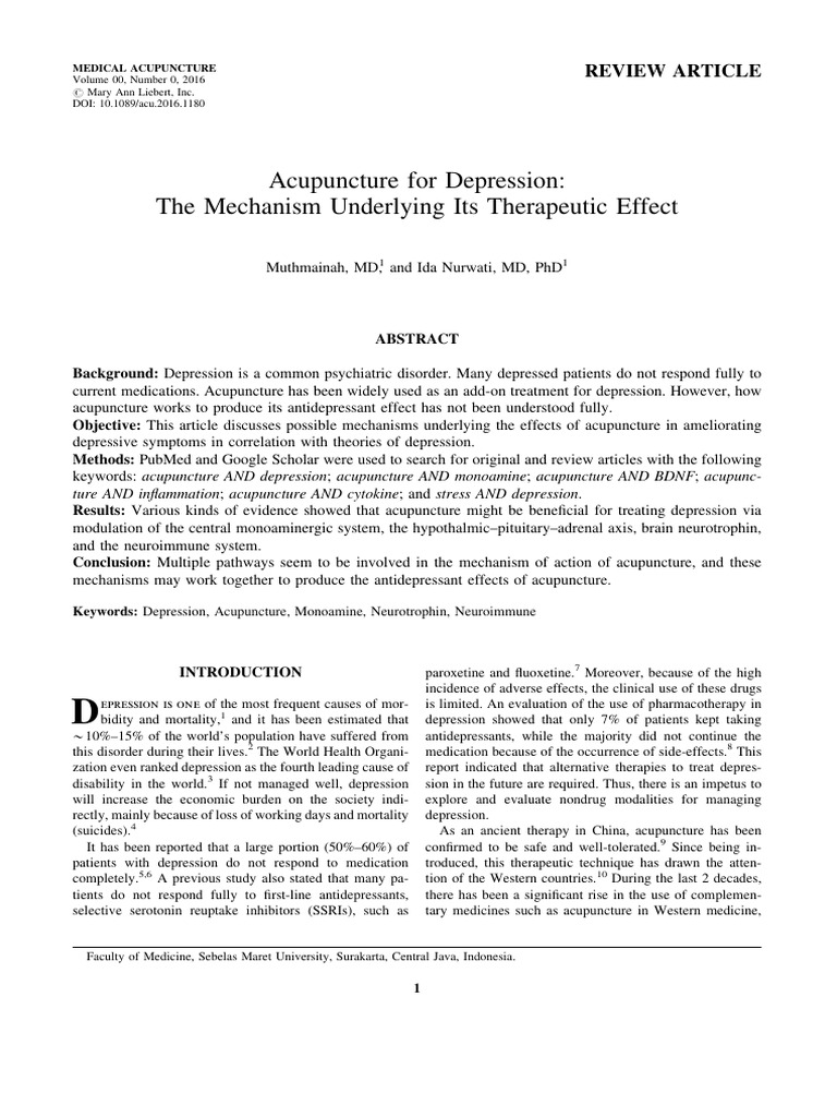 Acupuncture For Depression | PDF | Hypothalamic–Pituitary–Adrenal Axis ...